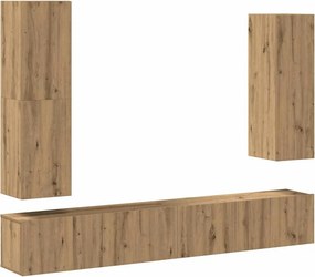 Sada 4 kusů nástěnné TV skříňka dub artisan kompozitní dřevo 3329154