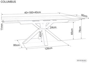 Rozkládací jídelní stůl Columbus Ceramic 160/240 cm hnědý/černý