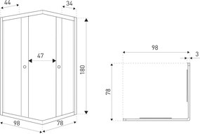Novoterm Obdélníkový sprchový kout NV-Olga SQ BL 100x80, černý/transparent - bez vaničky