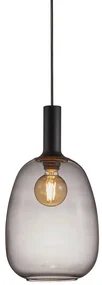 NORDLUX Alton závěsné svítidlo z kouřového skla Varianta: Ø 230 x 430 mm, 60 W, černá / kouřová