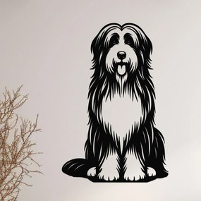 dřevo života Dřevěný obraz Bearded Collie Zvolte rozměr (cm): 46x60, Zvolte barvu dekoru: Černá