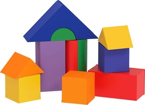 HOMCOM 11-dílná měkká stavebnice, pěnové bloky, stavební set pro hraní, lezání, měkké obří stavební bloky, stavební kostky pro děti 1-3 roky, umělá ků