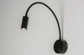 Nástěnné industriální černé LED svítidlo Fibie Black