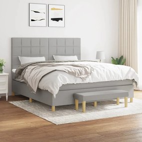 Box spring postel s matrací světle šedá 180 x 200 cm textil 3137173