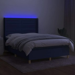 Box spring postel s matrací a LED modrá 140x200 cm textil 3138963