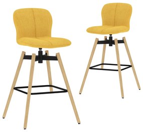 Otočné barové židle 2 ks žluté textil