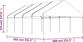 Altán se střechou bílý 8,92 x 5,88 x 3,75 m polyethylen 3155520