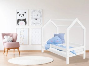 Dětská postel DOMEČEK D3 bílá 80 x 160 cm Rošt: Bez roštu, Matrace: Bez matrace, Úložný box: S bílým úložným boxem