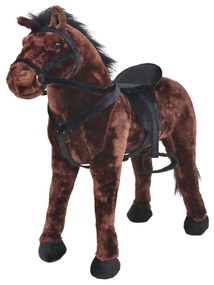vidaXL Stojící plyšová hračka kůň tmavě hnědý XXL