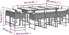11dílný zahradní jídelní set s poduškami černý polyratan 3211387