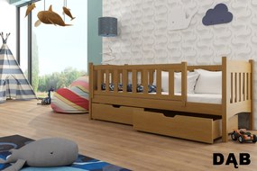 Dřevěná postel GUCIO 70x160  cm s úložným prostorem masiv DUB