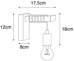 Průmyslová nástěnná lampa ocel s hnědou - Gallow