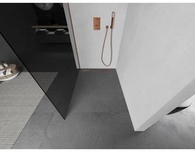 Mexen Kioto L, sprchová zástěna Walk-In 100 x 200 cm, 8mm šedé sklo, růžové zlato profil, 800-100-103-60-40