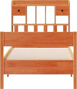 Postel s knihovnou bez matrace hnědá 75x190 cm masivní borovice 3323052