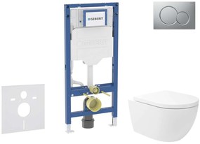 Geberit Duofix - Set předstěnové instalace, klozetu Oudee Vortex a sedátka softclose, tlačítko Sigma01, lakovaný matný chrom SANI11CA1149B