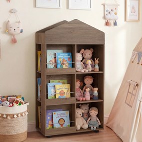 Costway Montessori dětská polička 116 cm knihovna dětská dřevěná a úložný