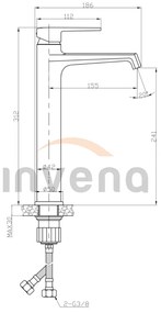 Invena Fira, vysoká umyvadlová baterie, černá matná, INV-BU-71-W04-V