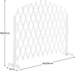 Mřížková zástěna, bílá/dřevo, 250 cm, KEJLY
