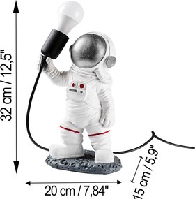 Stolní lampa Astronaut stříbrná/bílá