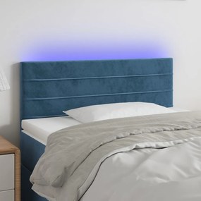 Čelo postele s LED tmavě modré 90x5x78/88 cm samet 3121792