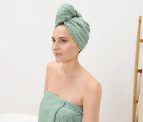 Tchibo - Ručníkový turban - barva: zelená