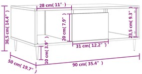 Konferenční stolek bílý s leskem 90x50x36,5 cm kompozitní dřevo - Default Title