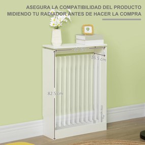 HOMCOM Moderní Kryt Radiátoru z MDF Malovaný Kryt Radiátoru s Horní Policí pro Obývací Pokoj, Ložnici a Kancelář 60x18x84 cm Bílý