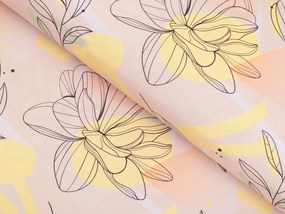 Biante Dekorační povlak na polštář TF-069 Žluto-růžové květy s lístky 70 x 90 cm