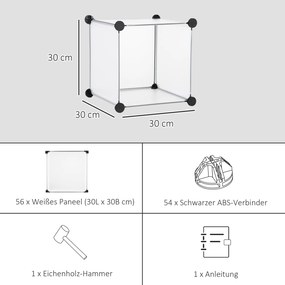 HOMCOM DIY kostkový policový systém 16 kostek úložný box plastová skříňka bílá 125x32x125cm ideální pro dětský pokoj a obývací pokoj | Aosom.de