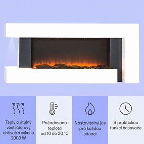 Klarstein Studio Light & Fire 2, elektrický krb, 1000/2000 W, MDF, dálkové ovládání, bílý