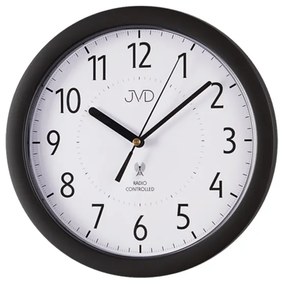 Černé přesné moderní  rádiem řízené hodiny JVD RH612.14
