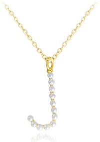 Pozlacený stříbrný náhrdelník MINET písmeno "J" s perličkami JMAS710JGN45