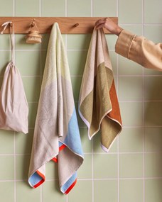 Hübsch Bavlněný ručník Block Brown/Multicolour 50 x 100 cm, multi barva, textil