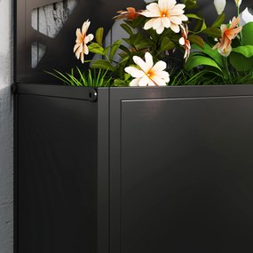 Outsunny Pěstební Box s Mřížkou, Ochranný Paravent, Kovový Pěstební Box pro Vnitřní a Vnější Použití, Balkónová Terasa, 61x23x113 cm, Černá