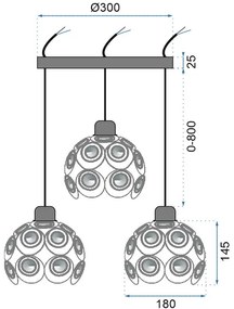 Toolight - Závěsné svítidlo Edison 3xE27 APP209-3CPR, černá, OSW-30002