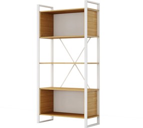Vysoký kancelářský regál Houseland Nuvia Stack 90 cm dub/bílý