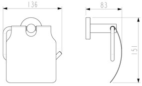 Sapho X-ROUND držák toaletního papíru, s krytem, černá mat XR732B