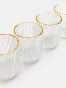 Sinsay - Sada rýhovaných sklenic se zlatým okrajem 4 pack - clear