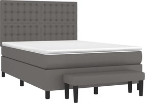 Box spring postel s matrací šedá 140x200 cm umělá kůže 3137669