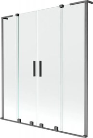 Mexen Velar L Duo, 2-křídlová posuvná vanová zástěna 140 x 150 cm, 8mm čiré sklo, broušený grafit, 896-140-003-02-66