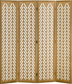 HOMCOM Dřevěný mřížkový dělicí panel, skládací příčka 4 panely, přírodní dřevo 160 x 170 cm | Aosom