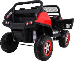 Ramiz Mercedes Benz Unimog elektrické autíčko pro děti červené + pohon 4x4 + dálkové ovládání + nosič zavazadel + pomalý start + MP3 + LED