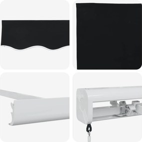 Stahovací markýza Černá 300 x 250 cm Plátno a hliník 3330045