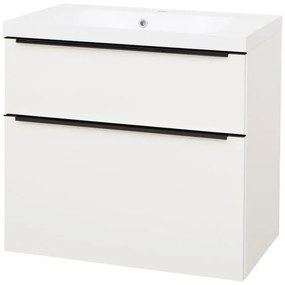 Mereo Mereo, Mailo, koupelnová skříňka s umyvadlem z litého mramoru 81 cm, bílá, dub, antracit, CN541MB