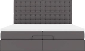 Osmanský rám postele s matrací šedá 200x200cm umělá kůže 3313024