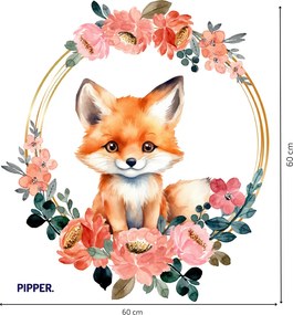 PIPPER. Samolepka na zeď "Liška s květinami"