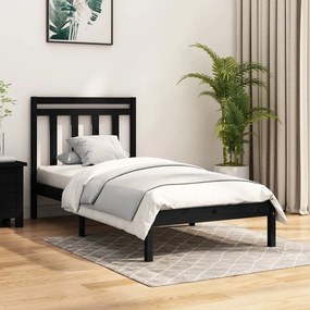 vidaXL Rám postele masivní dřevo 90 x 190 cm Single [3105217] Barva: Černá