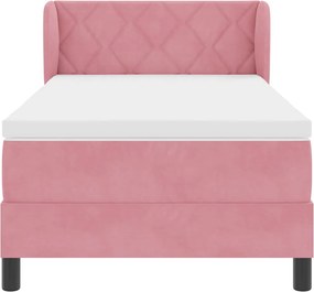 Postel s boxspringem s polštářem Růžová 100 x 200 cm samet 3340435