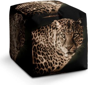 Sablio Taburet Cube Levhart - 50x50x50 cm