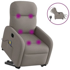 Elektrické zvedací masážní polohovací křeslo taupe textil 3303009